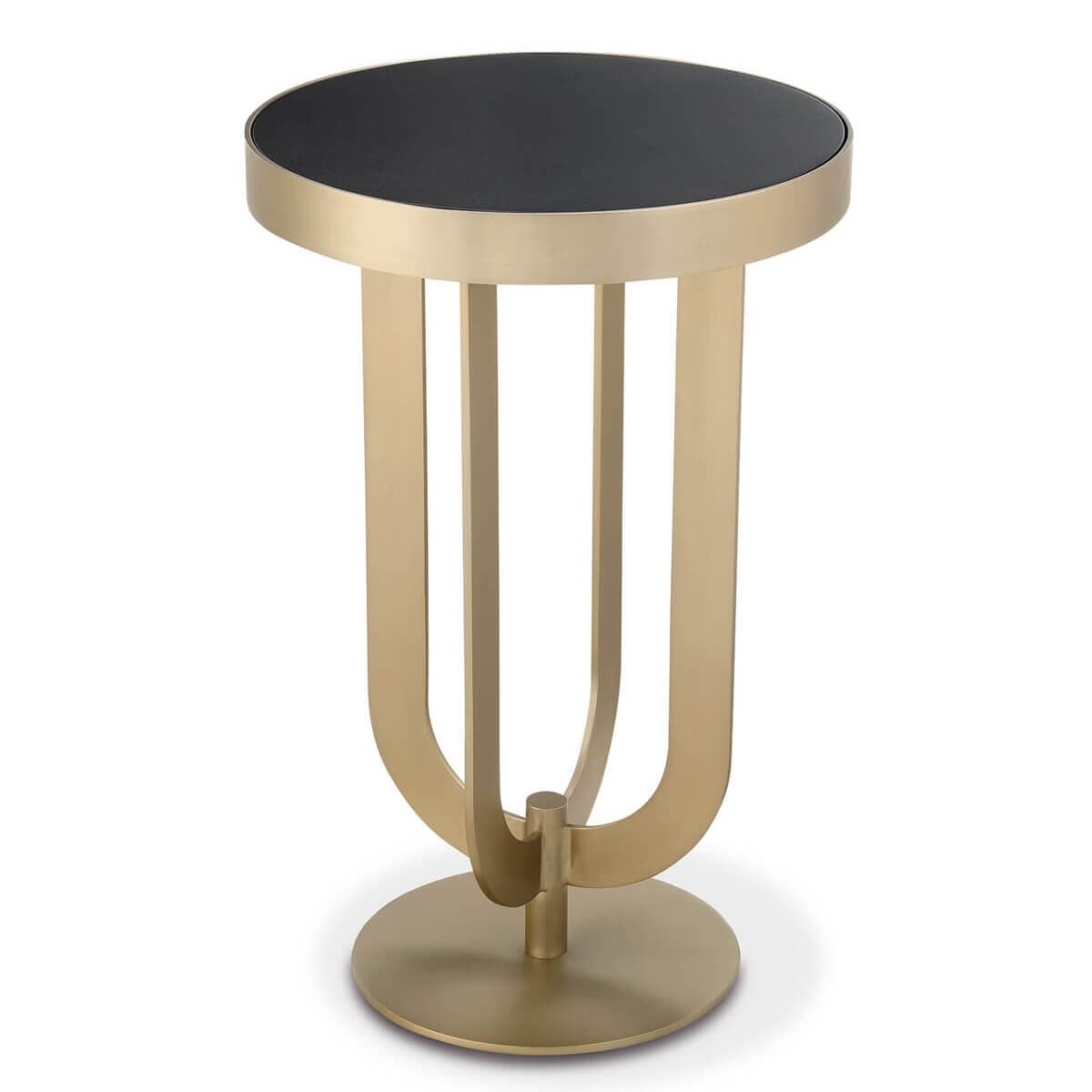 Modern Felix Side Table - Black Wood & Brass Finish | BLVD Eight